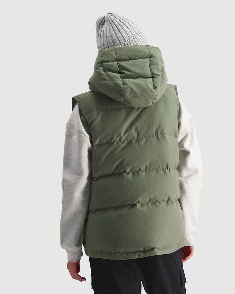HUFFER LADIES CLASSIC DOWN PUFFER VEST - KHAKI - Womens-Top : Sequence ...