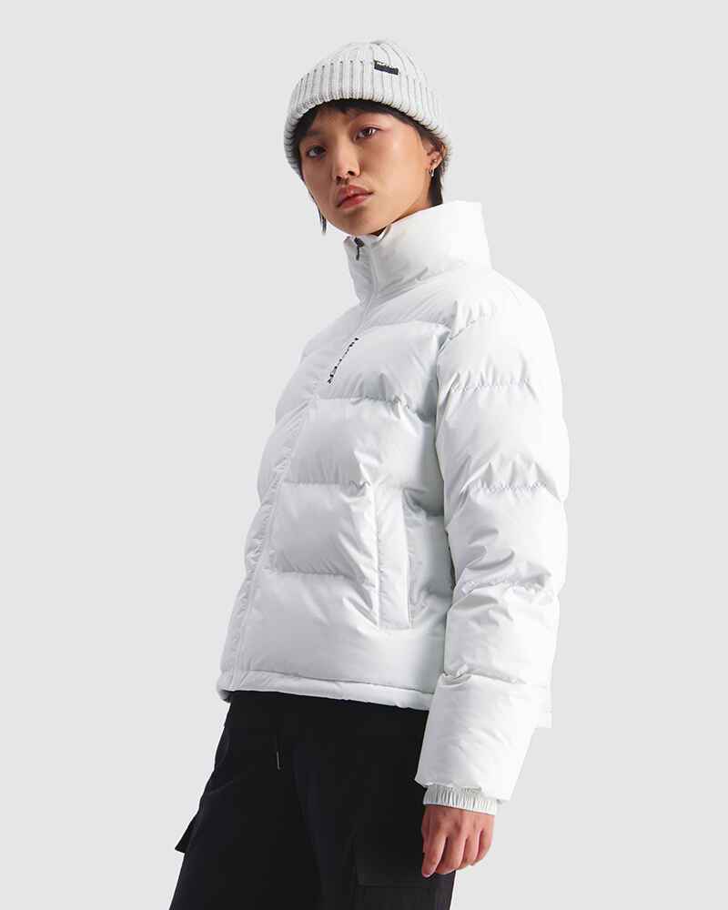 HUFFER LADIES TRACK PUFFER JACKET - WHITE - Womens-Top : Sequence Surf ...