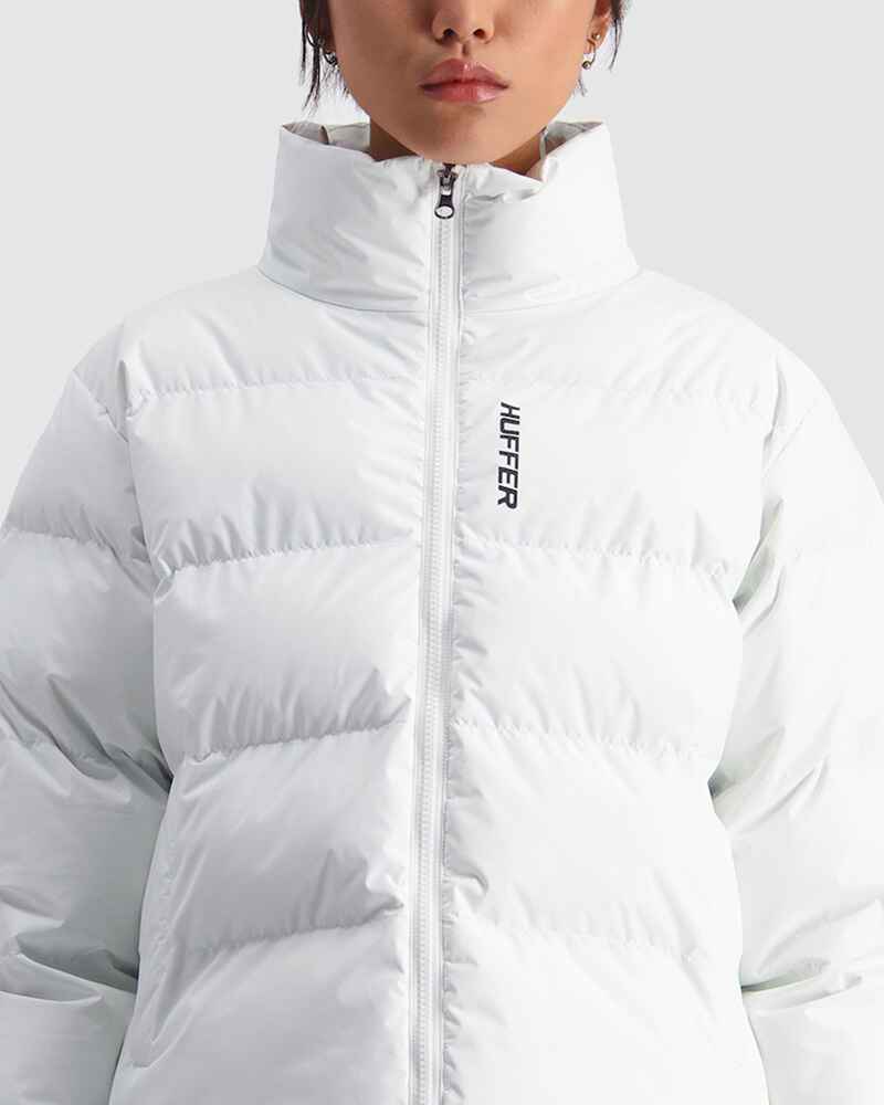 HUFFER LADIES TRACK PUFFER JACKET - WHITE - Womens-Top : Sequence Surf ...