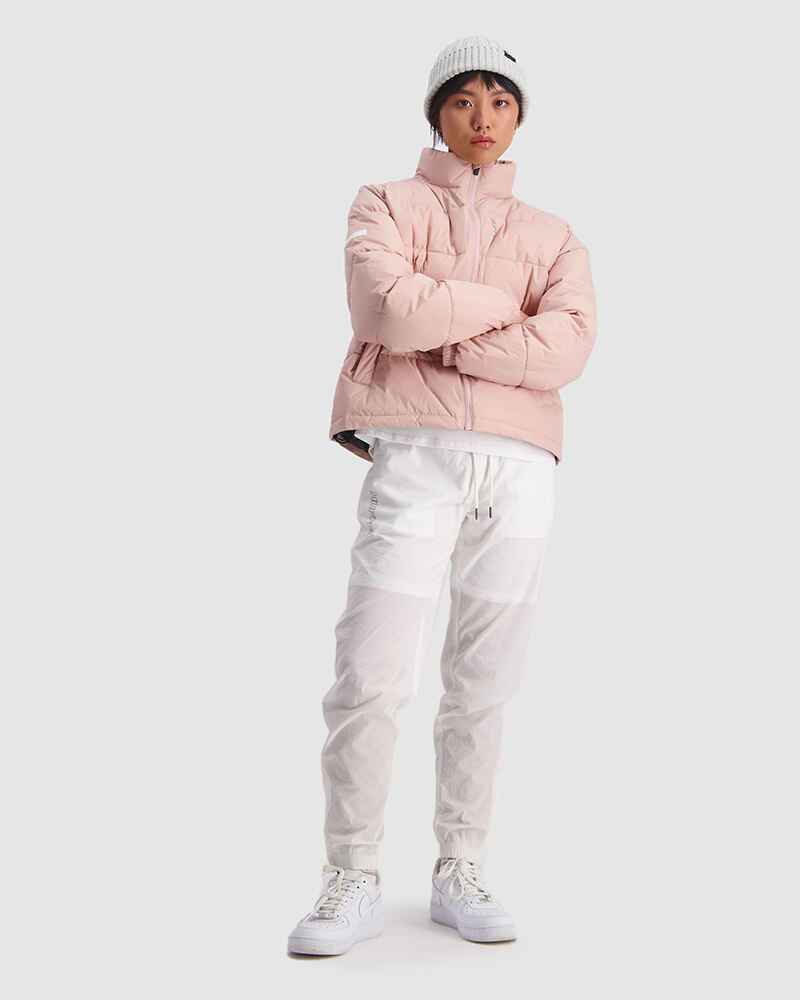 HUFFER LADIES TRACK PUFFER JACKET - DUSKY PINK - Womens-Top : Sequence ...