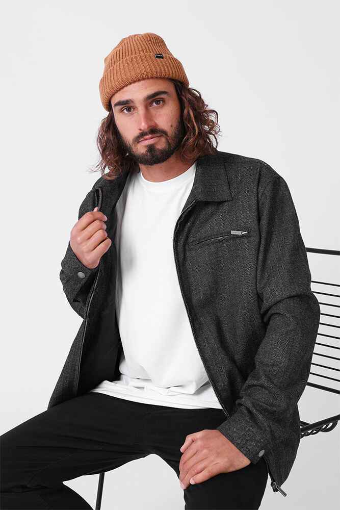 RPM MENS WOOL HARRINGTON JACKET- CHARCOAL - Mens-Tops : Sequence Surf ...
