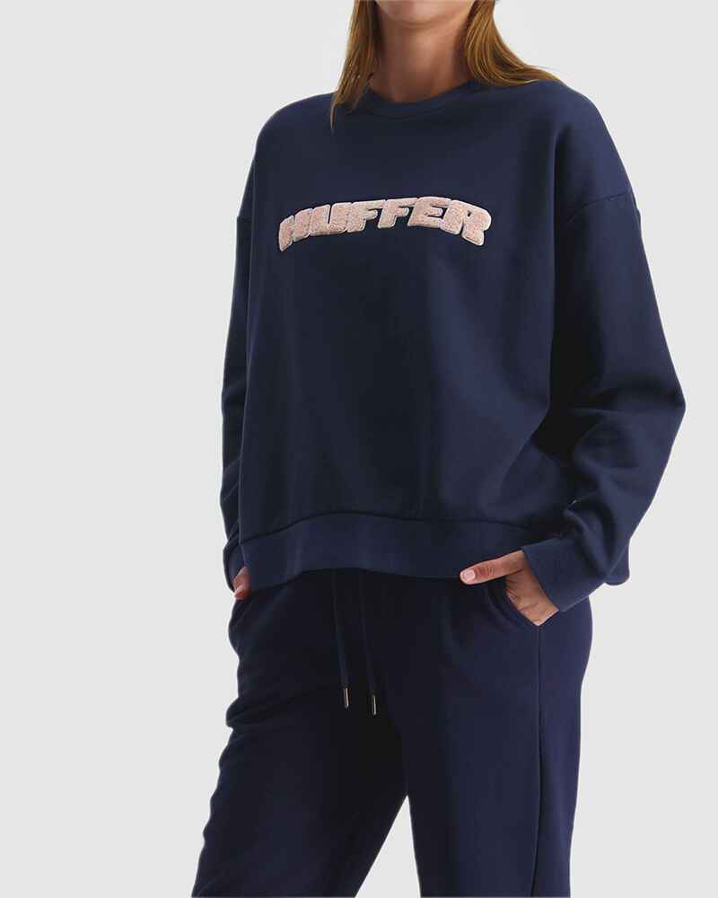 HUFFER LADIES SLOUCH CREW / HFR CARDINAL - NAVY - Womens-Top : Sequence ...