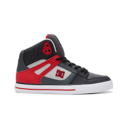 DC PURE HIGH TOP SHOE - GREY / RED - Footwear-Shoes : Sequence Surf ...