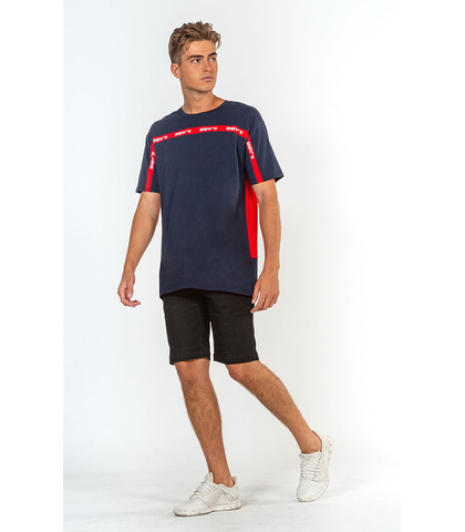 ILABB MENS SLIGHT TEE - NAVY / RED - Mens-Tops : Sequence Surf Shop ...
