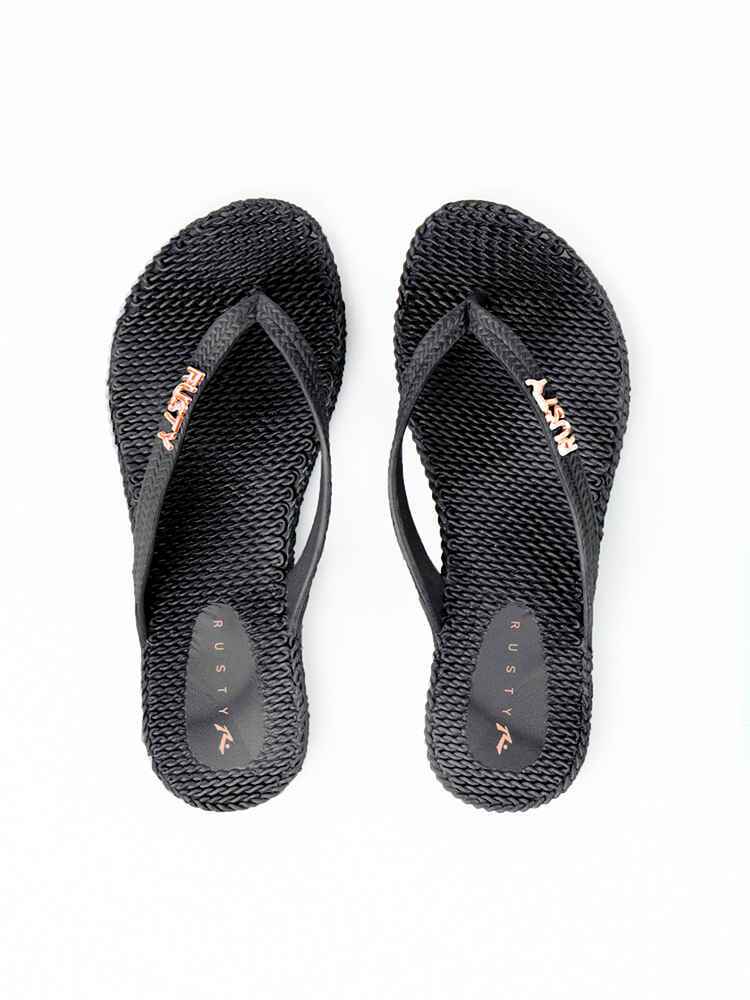 RUSTY LADIES FLIPPIN JANDAL - BLACK / ROSE GOLD - Footwear-Womens ...