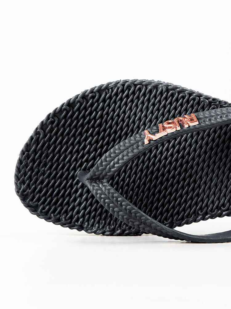 RUSTY LADIES FLIPPIN JANDAL - BLACK / ROSE GOLD - Footwear-Womens ...