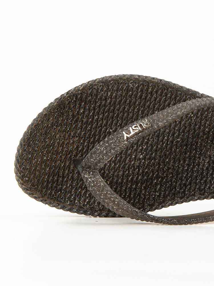 RUSTY LADIES BLINGIN JANDAL - BLACK GLITTER - Footwear-Womens Jandals ...