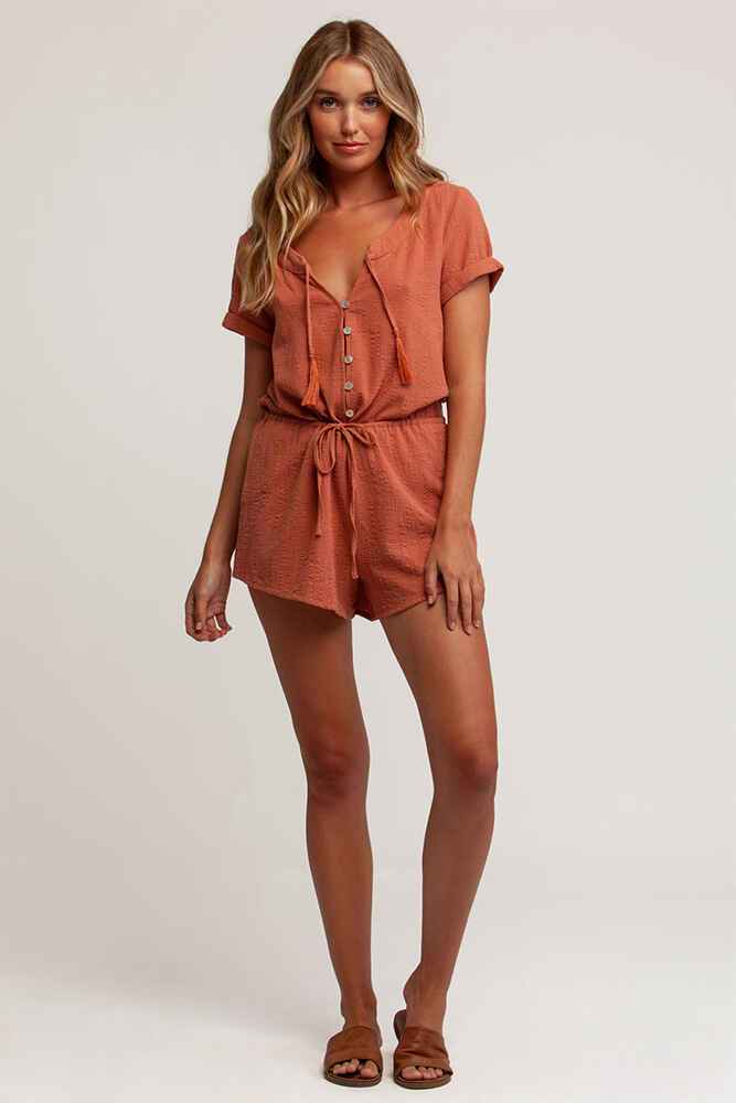 RHYTHM LADIES ELLA BUTTON FRONT ROMPER - TOFFEE - Womens-Dresses ...