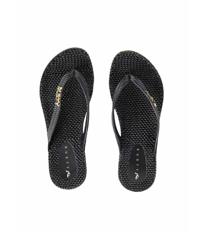 RUSTY LADIES FLIPPIN JANDAL - BLACK GOLD - Footwear-Womens Jandals ...