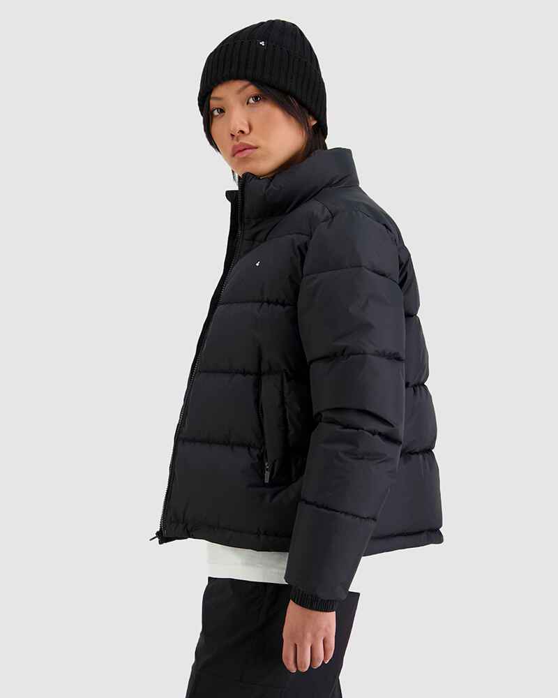 HUFFER LADIES TRACK PUFFER JACKET - BLACK - Womens-Top : Sequence Surf ...