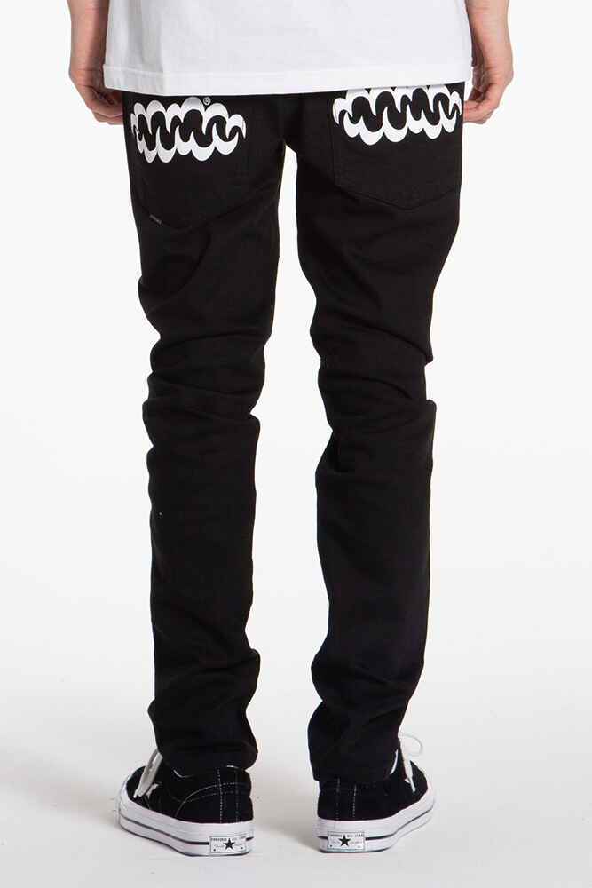 LOWER MENS LEANER JEAN - BLACK / WHITE TEEF - Mens-Bottoms : Sequence ...