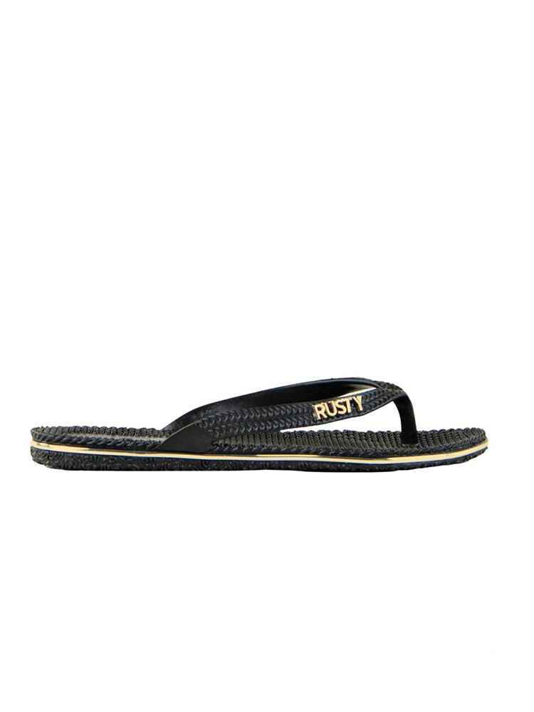 RUSTY LADIES FLIPPIN JANDAL - BLACK / GOLD - Footwear-Womens Jandals ...