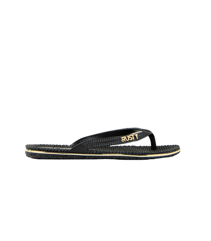 RUSTY LADIES FLIPPIN JANDAL - BLACK / GOLD - Footwear-Womens Jandals ...
