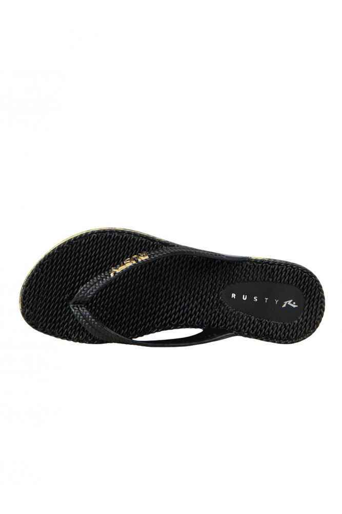 RUSTY LADIES FLIPPIN JANDAL - BLACK / GOLD - Footwear-Womens Jandals ...