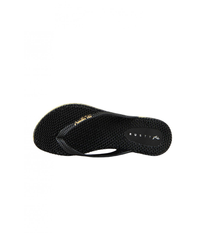 RUSTY LADIES FLIPPIN JANDAL - BLACK / GOLD - Footwear-Womens Jandals ...