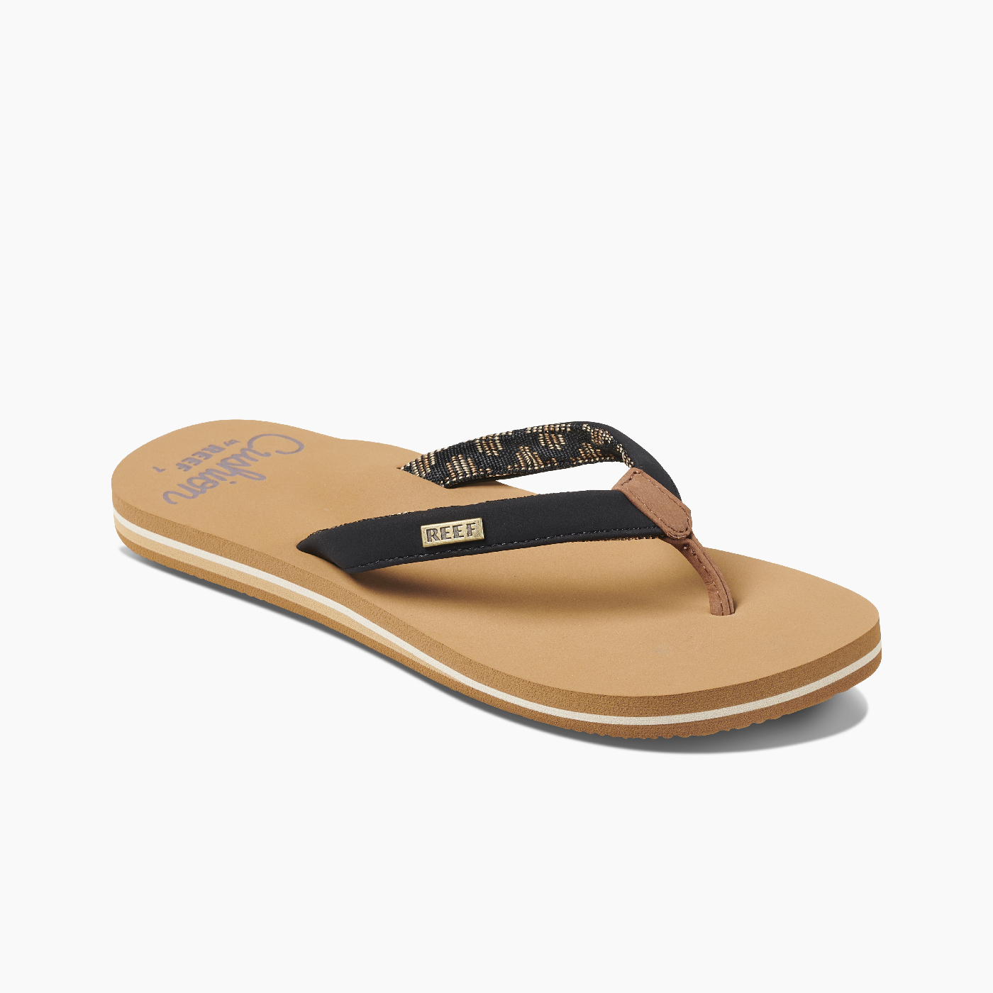 REEF CUSHION SAND JANDAL - BLACK / TAN - Footwear-Womens Jandals ...