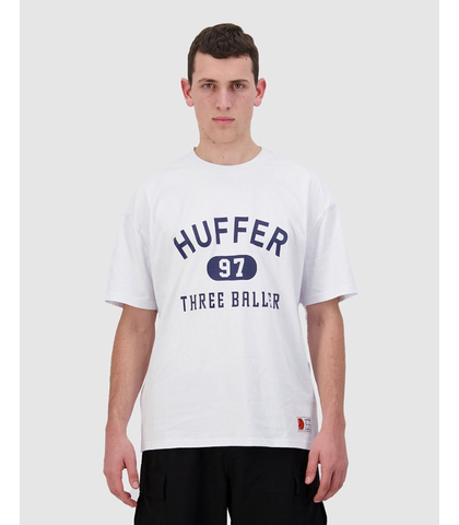 HUFFER MENS FREE TEE - 3 BALLER - WHITE - Mens-Tops : Sequence Surf ...