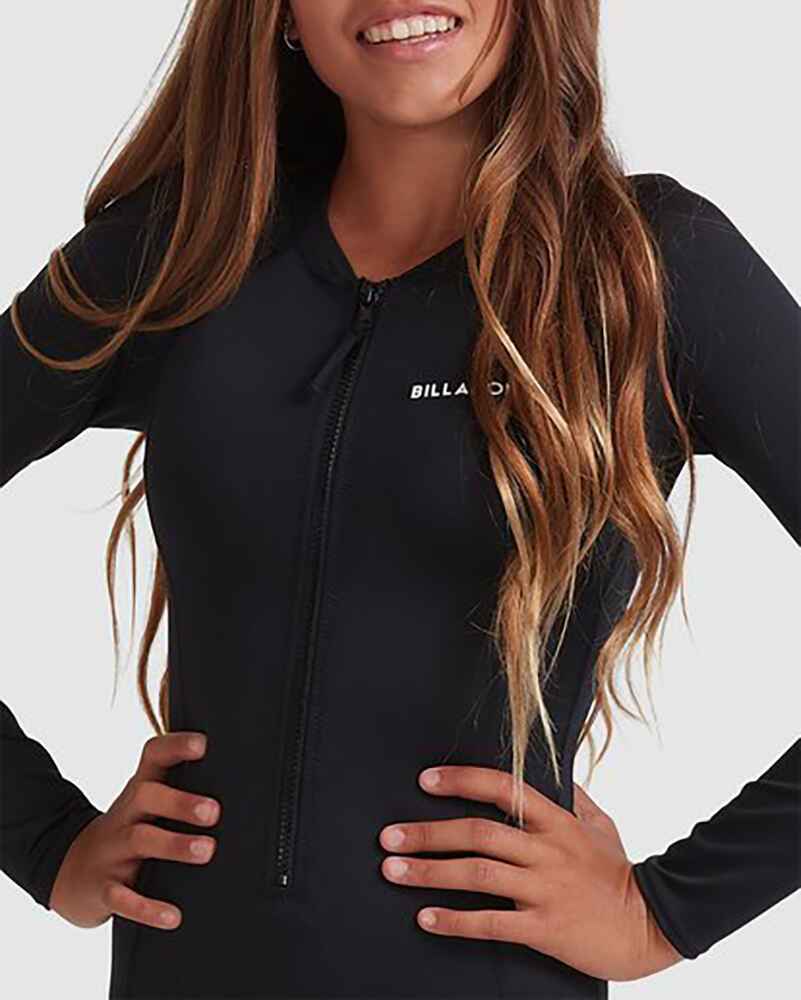 Billabong Girls Sunday Funday One Piece Sunshirt Swimsuit Black