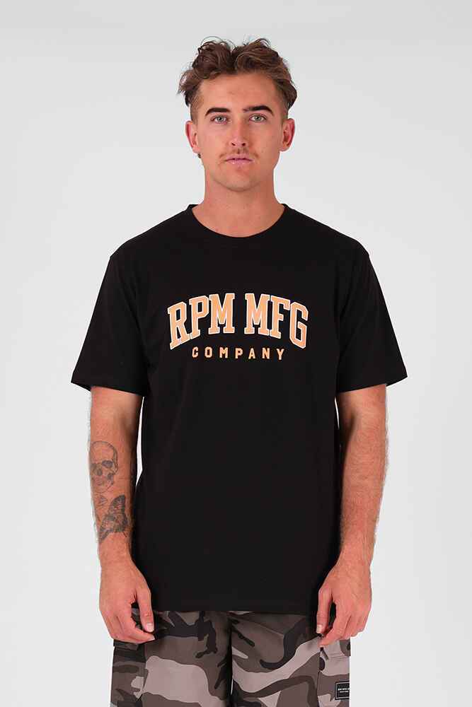 RPM MENS VARSITY TEE - BLACK - Mens-Tops : Sequence Surf Shop - RPM S21