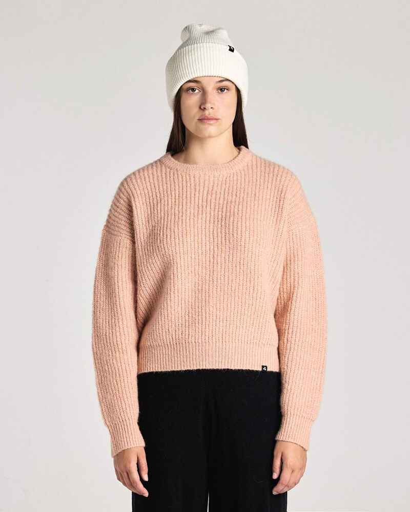 HUFFER LADIES WOOL RUSH CREW - PINK - Womens-Top : Sequence Surf Shop ...