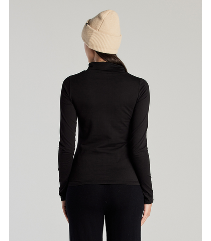 HUFFER LADIES L/S ROLL NECK TEE - BLACK - Womens-Top : Sequence Surf ...