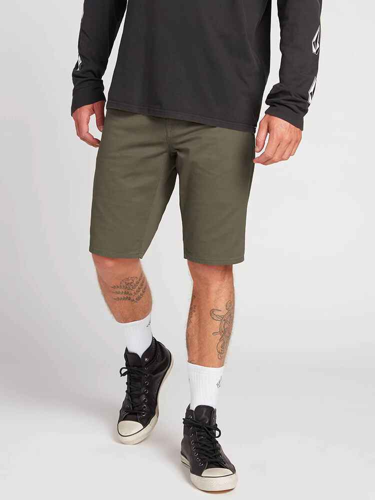 VOLCOM MENS SOLVER LITE 5 POCKET WALKSHORT - ARMY GREEN COMBO - Mens ...