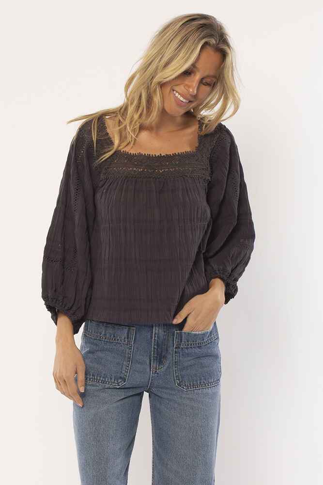 AMUSE SOCIETY LUPE L/S WOVEL TOP - BLACK FADE - Womens-Top : Sequence ...