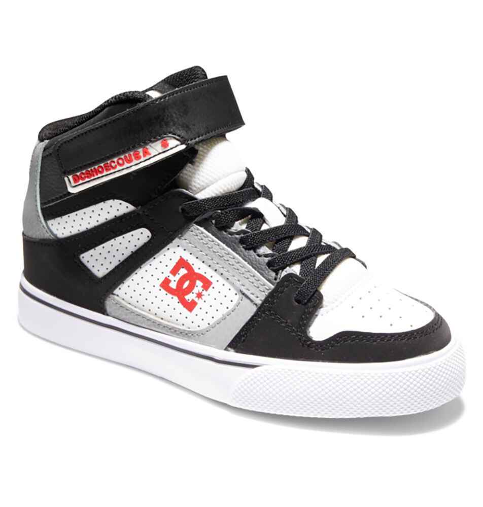 DC BOYS PURE HIGH-TOP SHOE - WHITE / BLACK / RED - Footwear-Youth Shoes ...