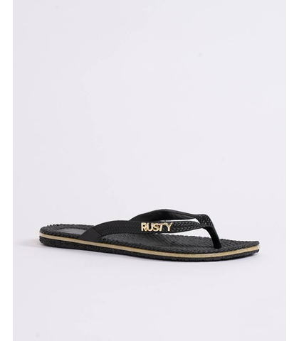 RUSTY LADIES FLIPPIN JANDAL - BLACK / GOLD - Footwear-Womens Jandals ...
