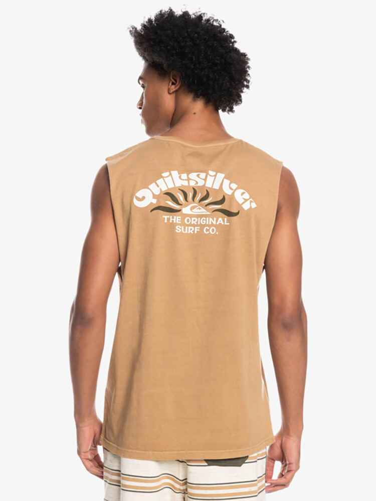 QUIKSILVER MENS ON SCRIPT MUSCLE - TANNIN - Mens-Tops : Sequence Surf ...