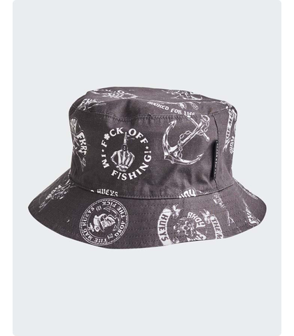 MAD HUEYS HOOKED FOR LIFE REVO BUCKET HAT - BLACK - - MAD HUEYS S22