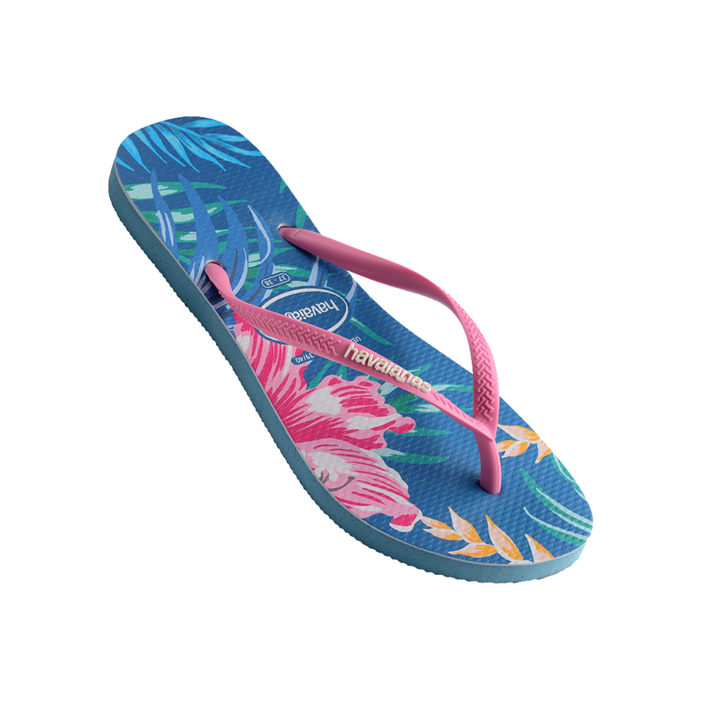 HAVAIANAS KIDS SLIM FLORAL PALM JANDAL - BLUE - Footwear-Youth Jandals ...
