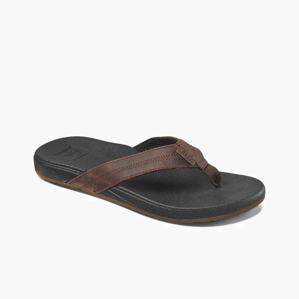 REEF MENS CUSHION PHANTOM LEATHER JANDAL - BLACK BROWN - Footwear-Mens ...