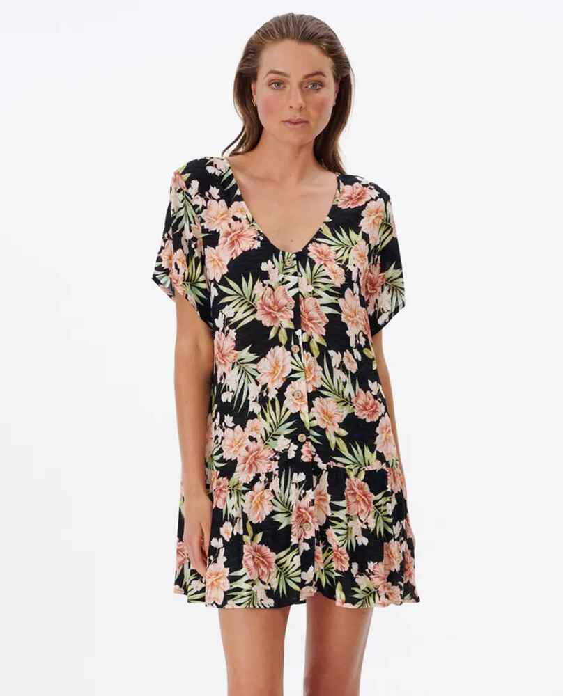 RIPCURL LADIES SOL SEEKER BUTTON THRU DRESS - BLACK - Womens-Bottoms ...