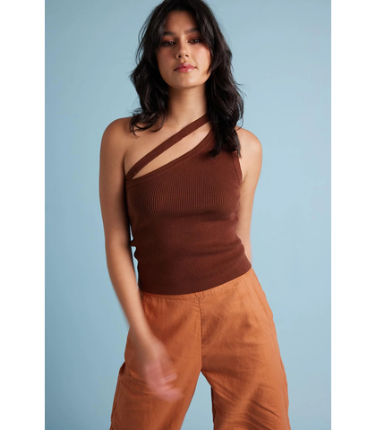 HUFFER LADIES DUSK ONE SHOULDER TANK - ESPRESSO - Womens-Top : Sequence ...