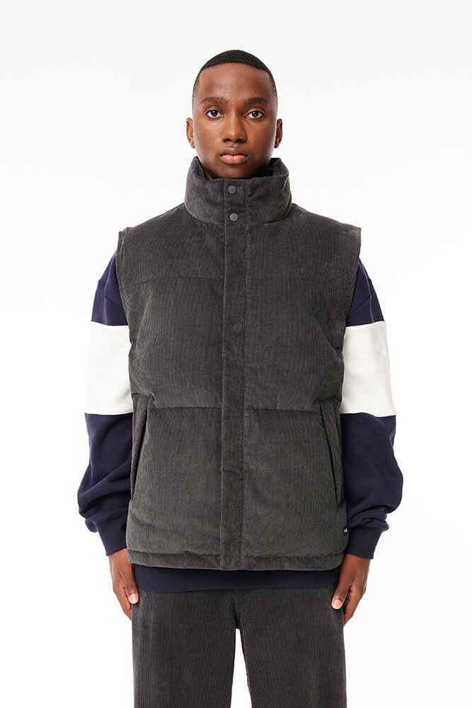 HUFFER MENS TAYLOR CORD PUFFER VEST - CHARCOAL - Mens-Tops : Sequence ...