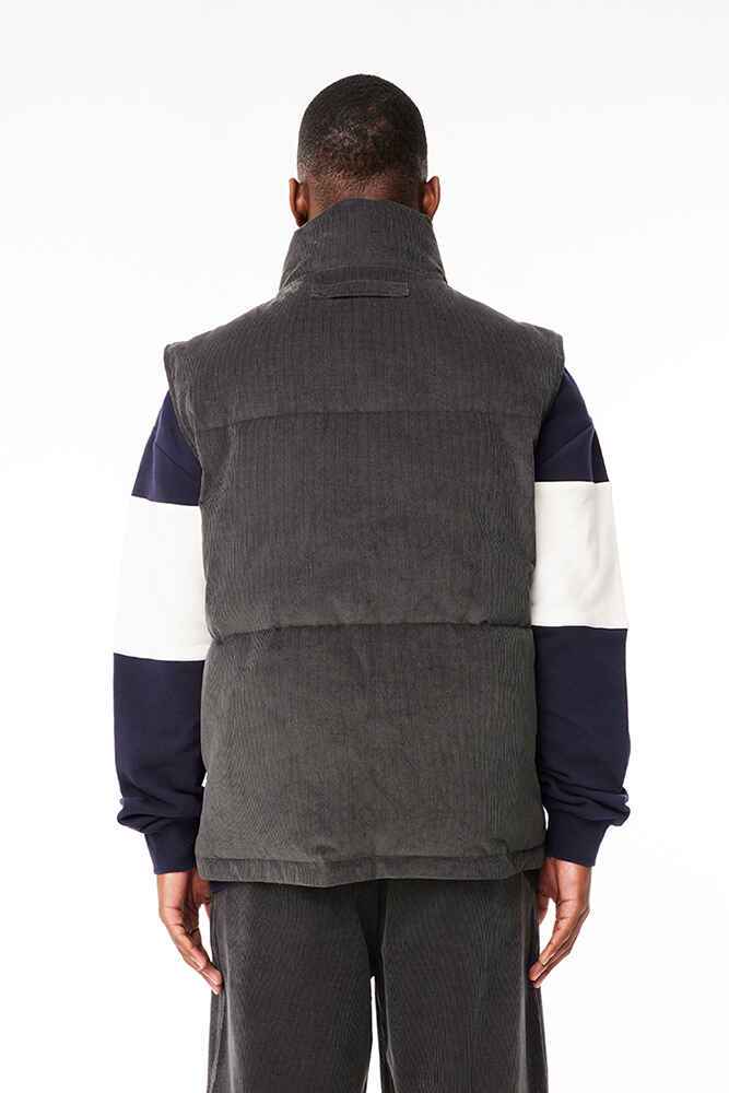 HUFFER MENS TAYLOR CORD PUFFER VEST - CHARCOAL - Mens-Tops : Sequence ...