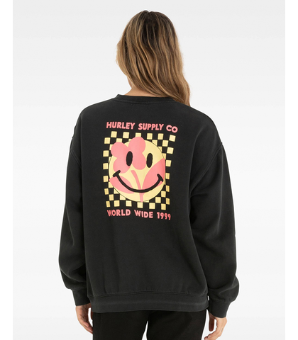 HURLEY LADIES WORLD WIDE CREW - BLACK - Womens-Top : Sequence Surf Shop ...
