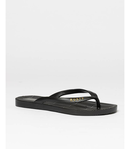 RUSTY LADIES SANDBAR JANDAL - BLACK / GOLD - Footwear-Womens Jandals ...