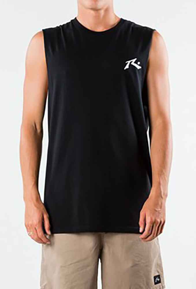 RUSTY MENS ONE HIT COMPETITION MUSCLE - BLACK - Mens-Tops : Sequence ...