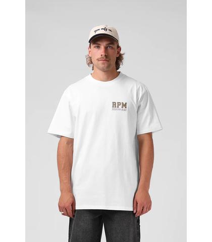 RPM MENS COLLEGE 94 TEE - WHITE - Mens-Tops : Sequence Surf Shop - RPM S23