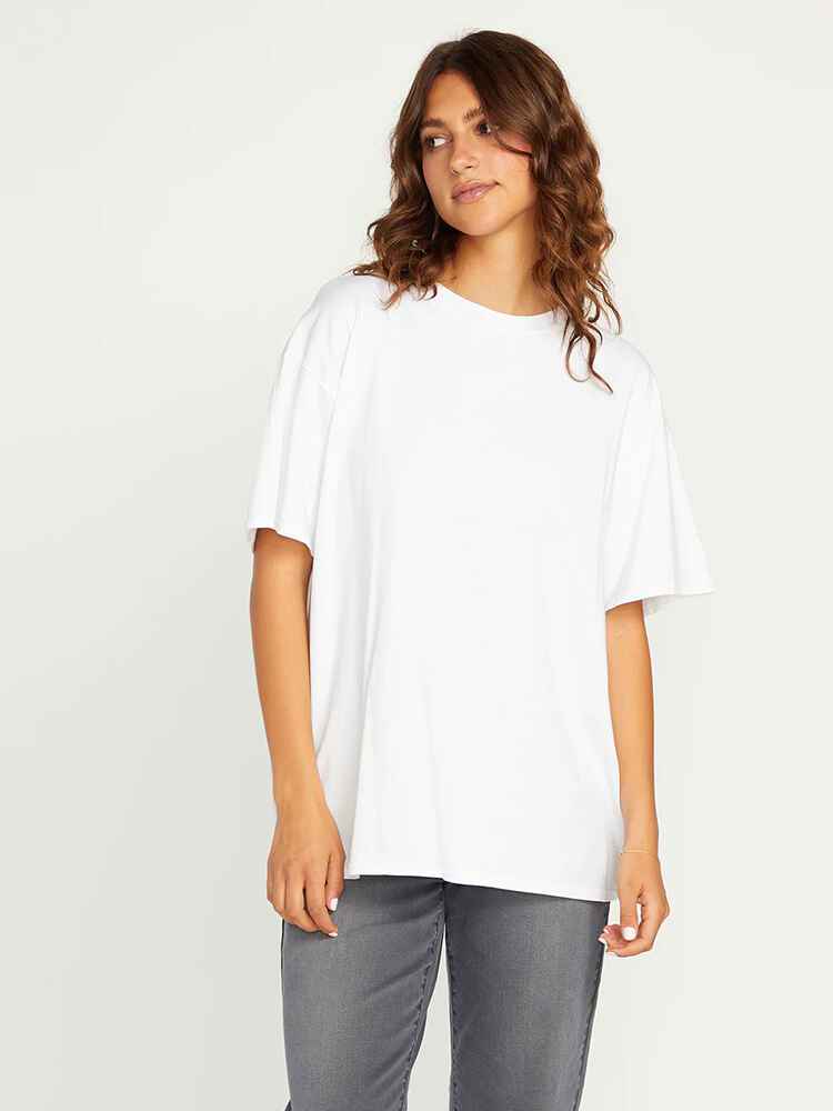 VOLCOM LADIES STONES THROW SOLID S/S TEE - WHITE - Womens-Top ...