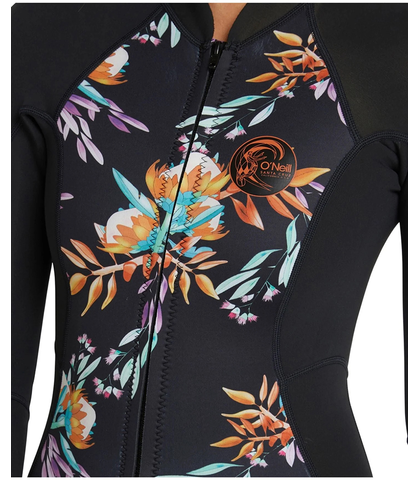 O'NEILL LADIES 2MM BAHIA FRONTZIP CHEEKY L/S SPRINGSUIT - BLACK AUST ...