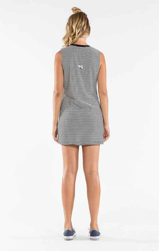 ILABB LADIES RIPPER MUSCLE TANK DRESS - BLACK/WHITE - Womens-Dresses ...