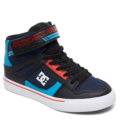 DC BOYS PURE HIGH TOP SHOE - BLUE / BLACK / RED - Footwear-Youth Shoes ...