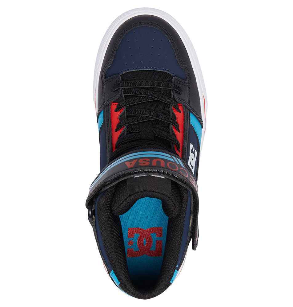 DC BOYS PURE HIGH TOP SHOE - BLUE / BLACK / RED - Footwear-Youth Shoes ...