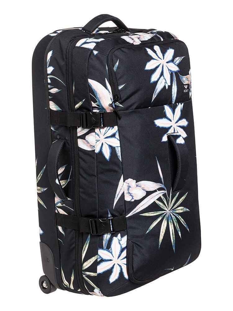 ROXY LADIES FLY AWAY TOO TRAVEL BAG - TRUE BLACK DELICATE FLOWERS ...