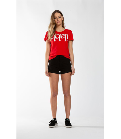 ILABB LADIES CAPSIZE TEE - RED / WHITE - Womens-Top : Sequence Surf ...
