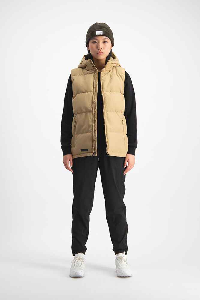 HUFFER LADIES CLASSIC DOWN PUFFER VEST - TAN - Womens-Top : Sequence ...