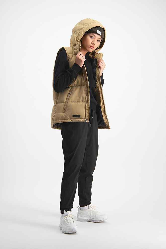 HUFFER LADIES CLASSIC DOWN PUFFER VEST - TAN - Womens-Top : Sequence ...